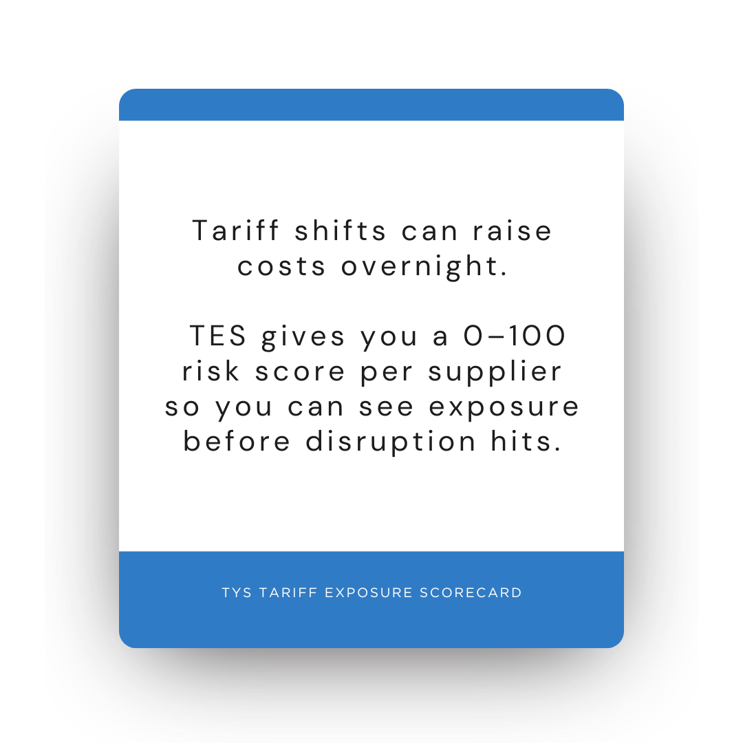 TYS Tariff Exposure Scorecard - Trust Your Supplier